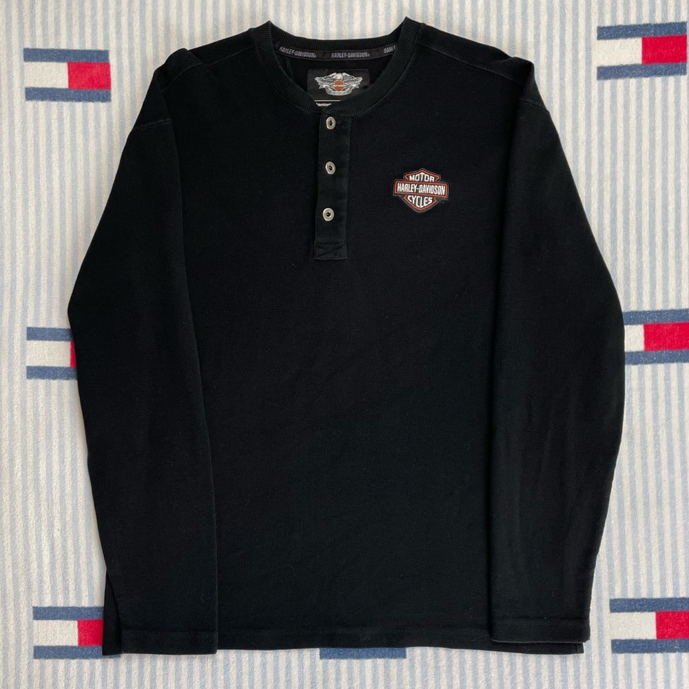 Harley Davidson Motorcycles Henley Embroidered Long S… - Gem
